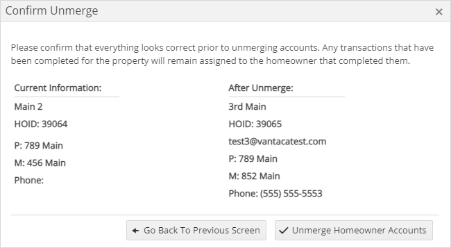 Homeowner Merge Log – Vantaca Library