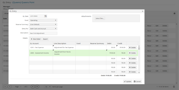 GL Entry – Vantaca Library