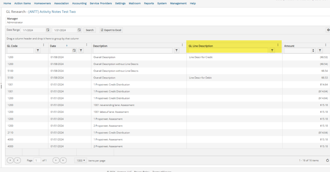 GL Entry – Vantaca Library