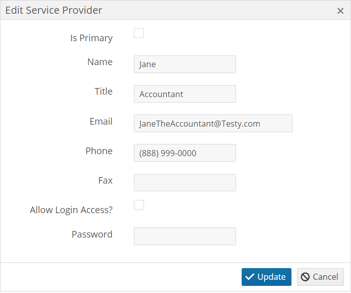 Service Provider Contacts – Vantaca Library