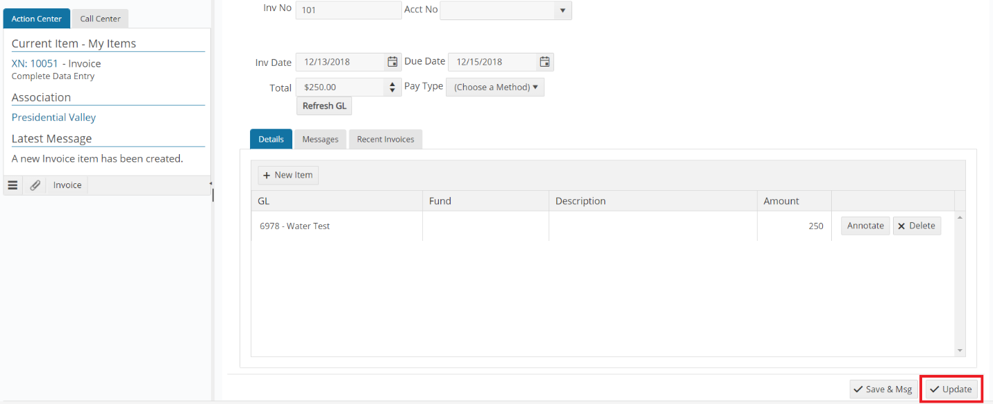 Invoice - Complete Data Entry – Vantaca Library