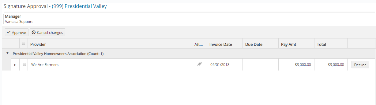 Invoice Overview – Vantaca Library