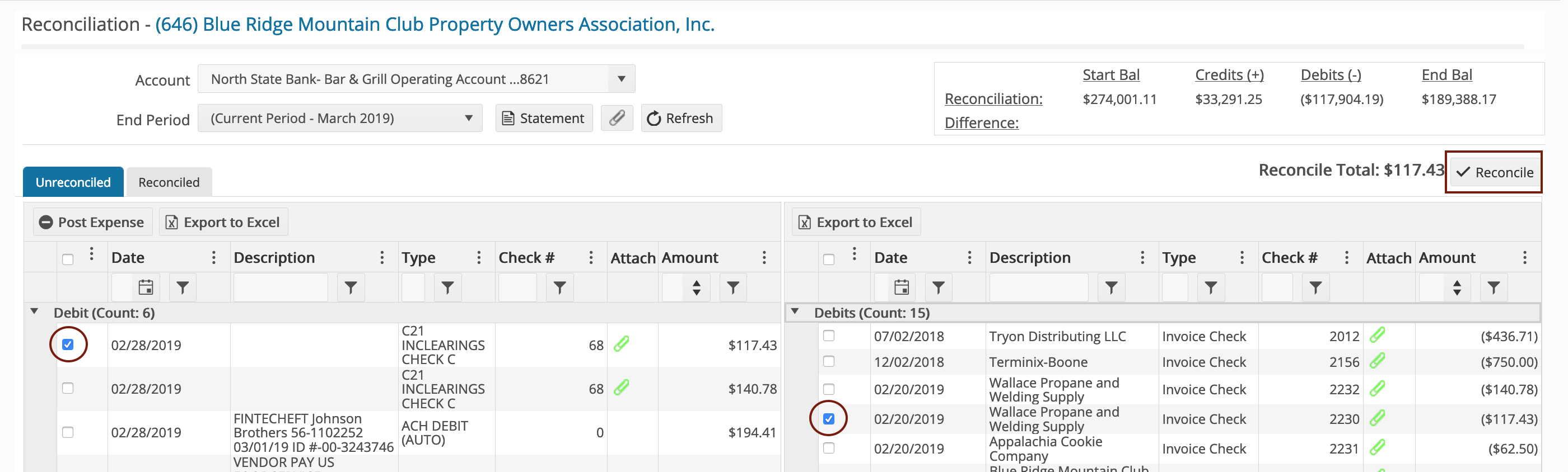 Bank Account Reconciliation – Vantaca Library