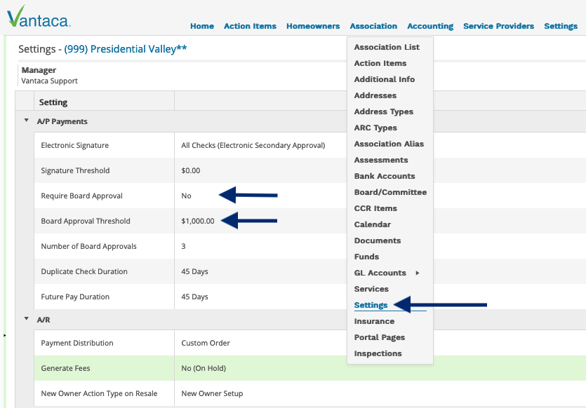 Setting up Board Approval of Invoices – Vantaca Library