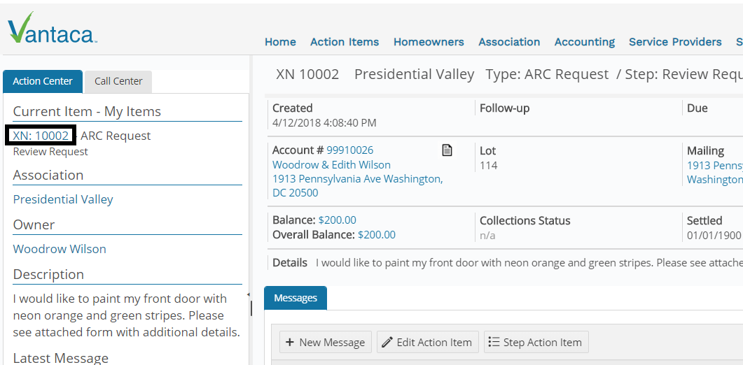 How do I add a note to an action item? – Vantaca Library