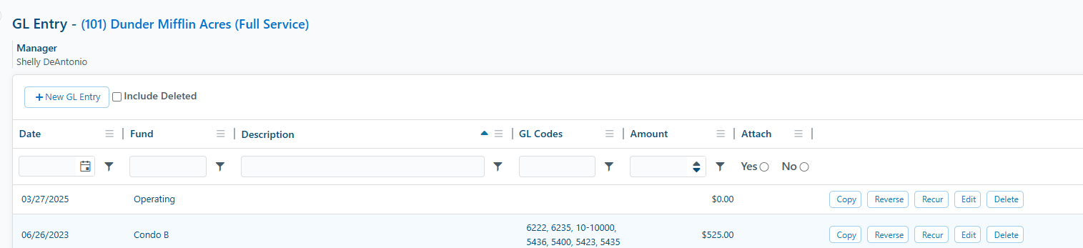 GL Entry – Vantaca Library