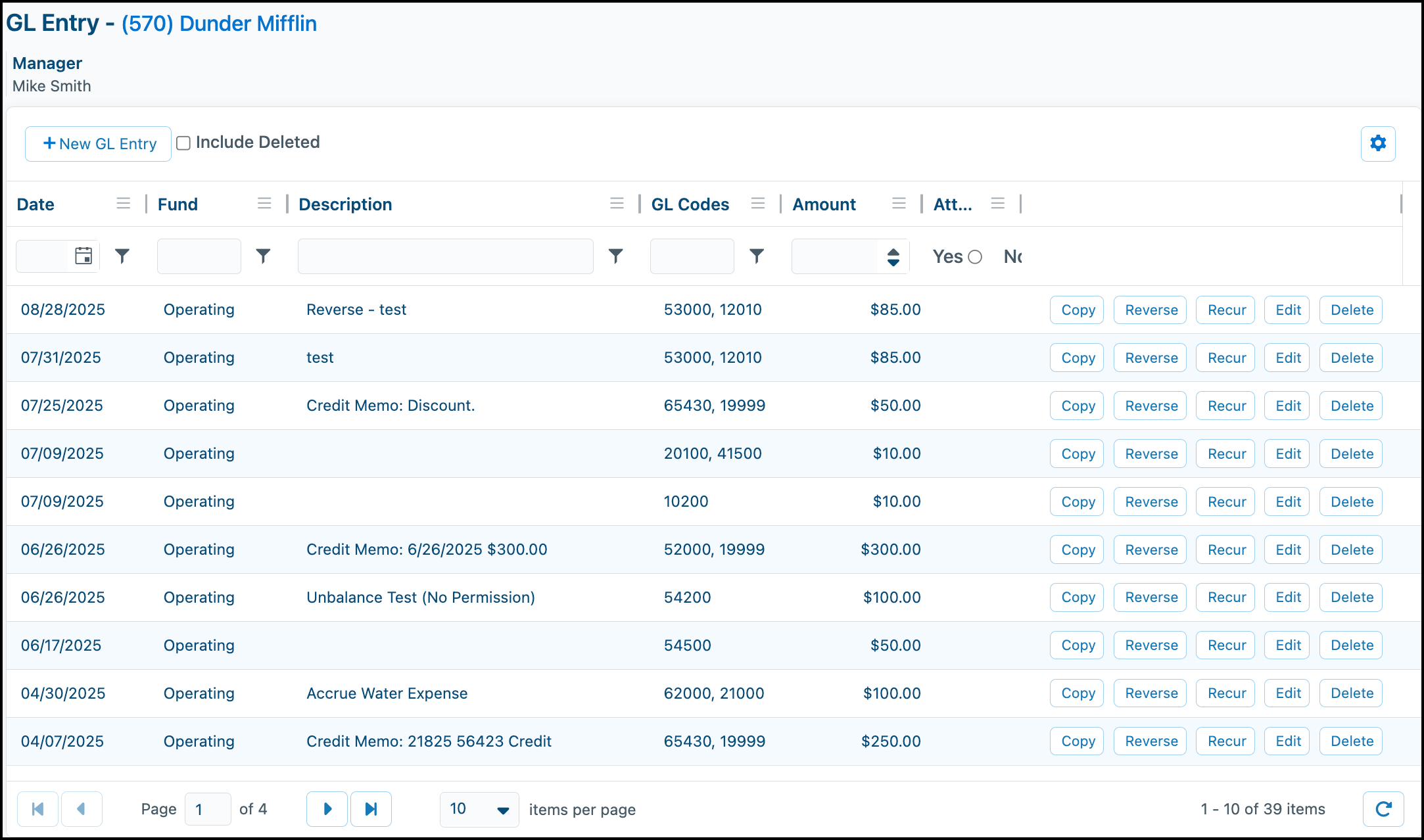 GL Entry – Vantaca Library
