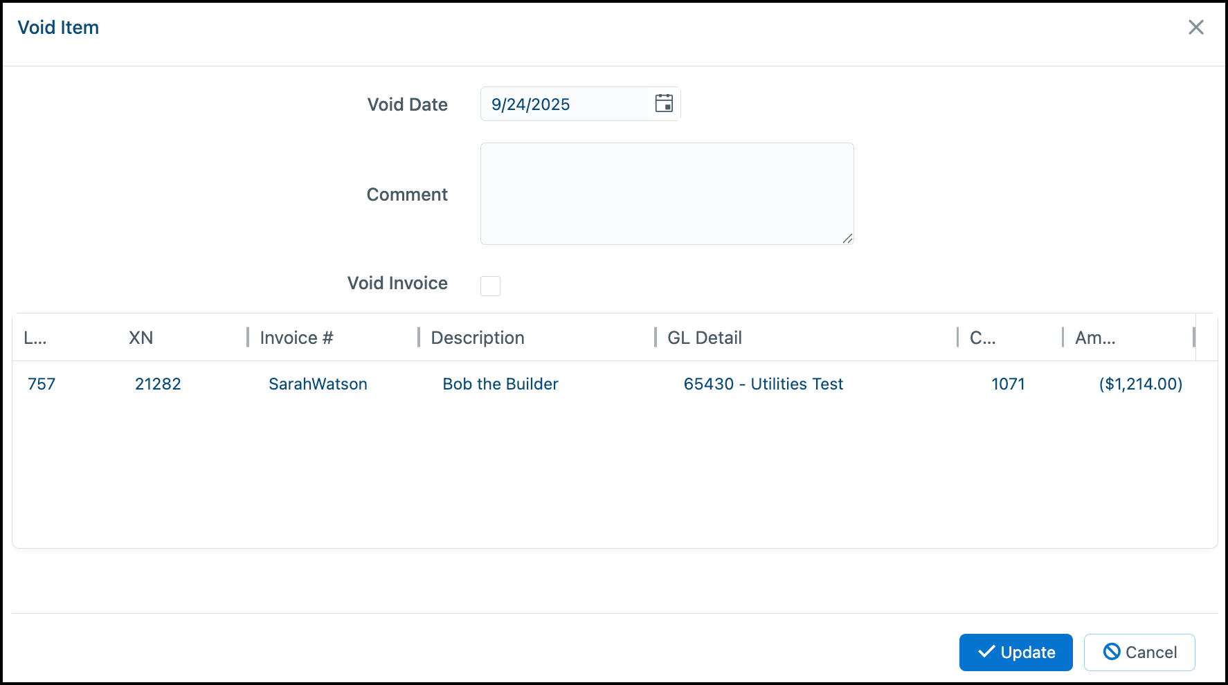 Void a Payment and/or Invoice – Vantaca Library