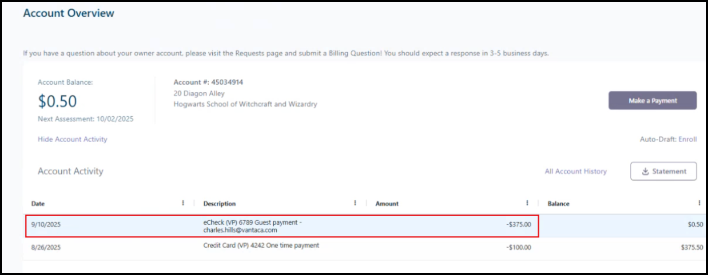 How to Use Guest Payments – Vantaca Library