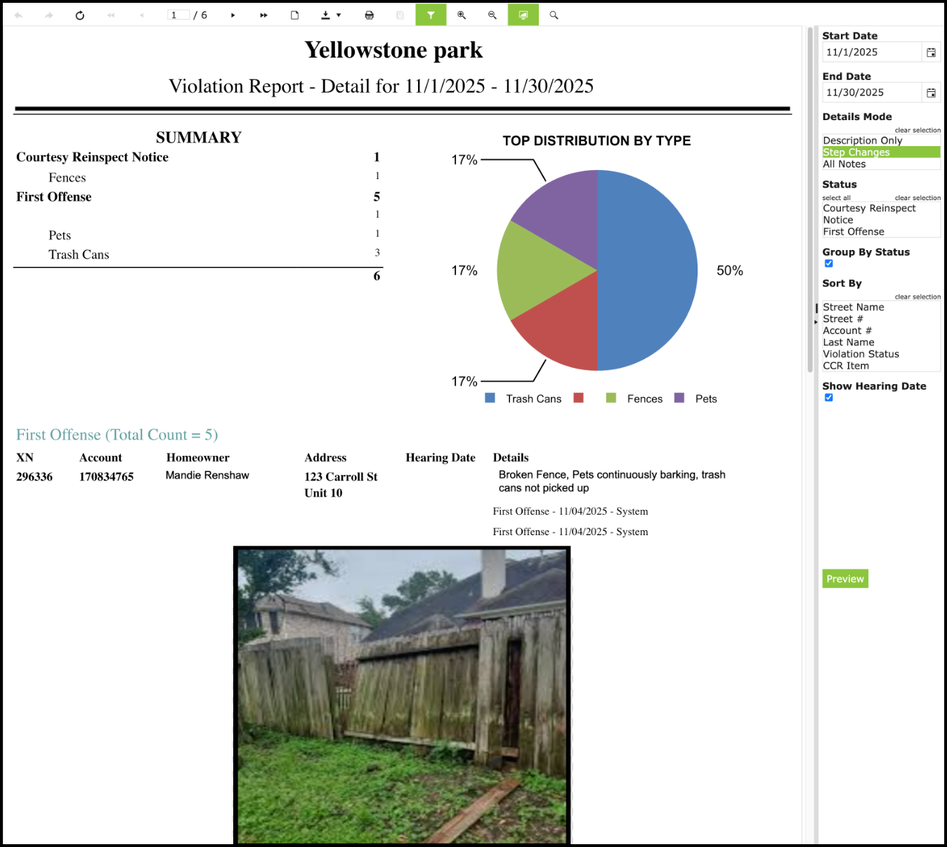 Violations Report with Photos – Vantaca Library