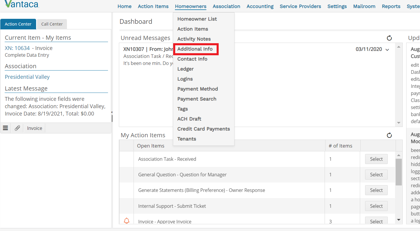 Homeowners > Additional Info – Vantaca Library