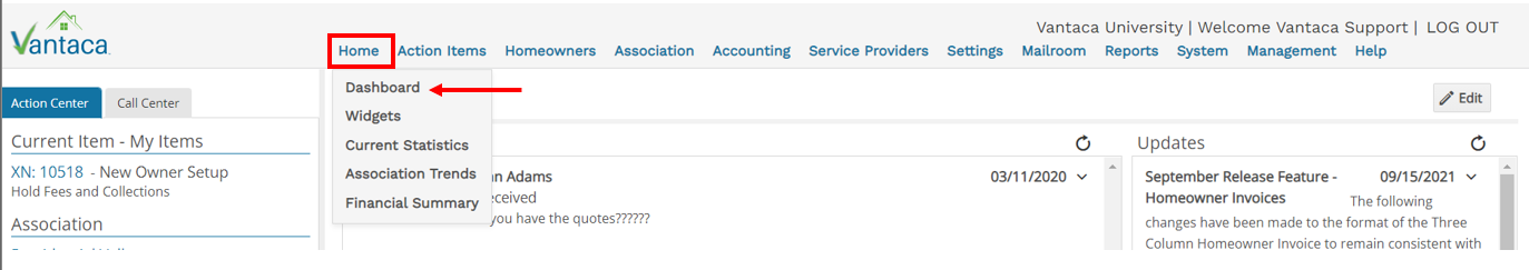 Overview of the Vantaca Dashboard – Vantaca Library