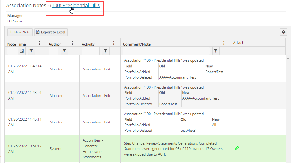 Association Activity Notes – Vantaca Library