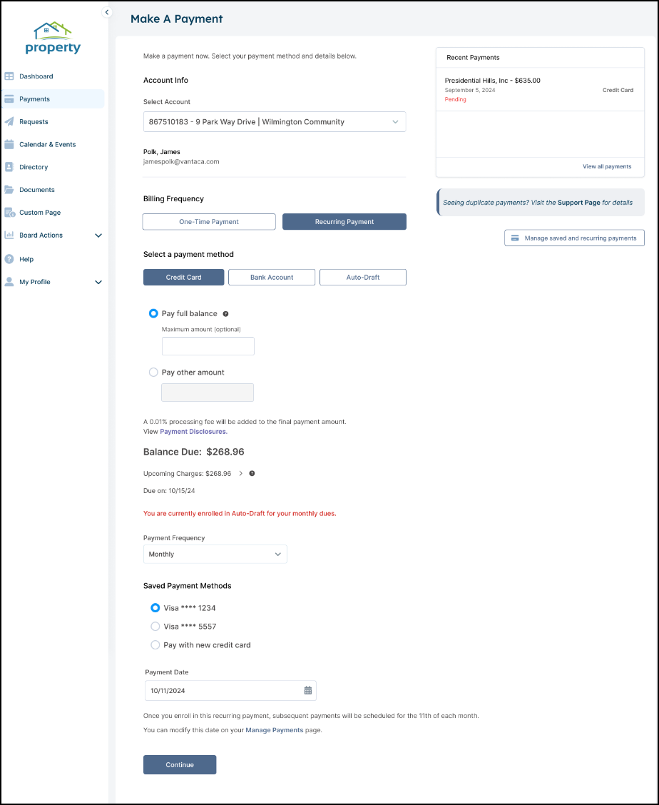 Pay Full Balance or Maximum Amount – Vantaca Library