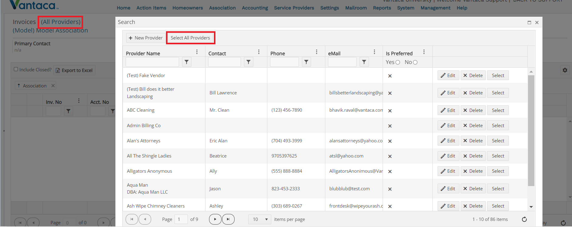 Viewing Invoices - Using the Service Providers Invoices Page – Vantaca Library
