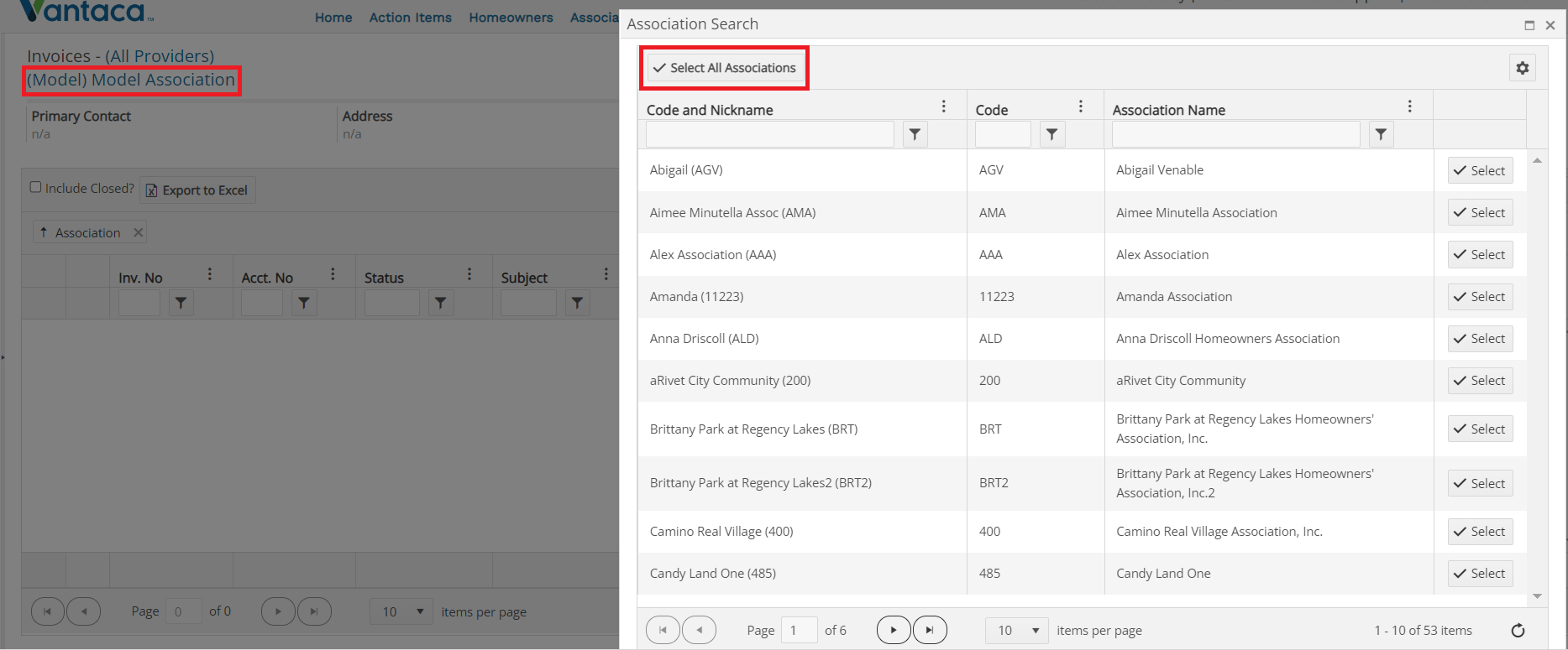 Viewing Invoices - Using the Service Providers Invoices Page – Vantaca Library