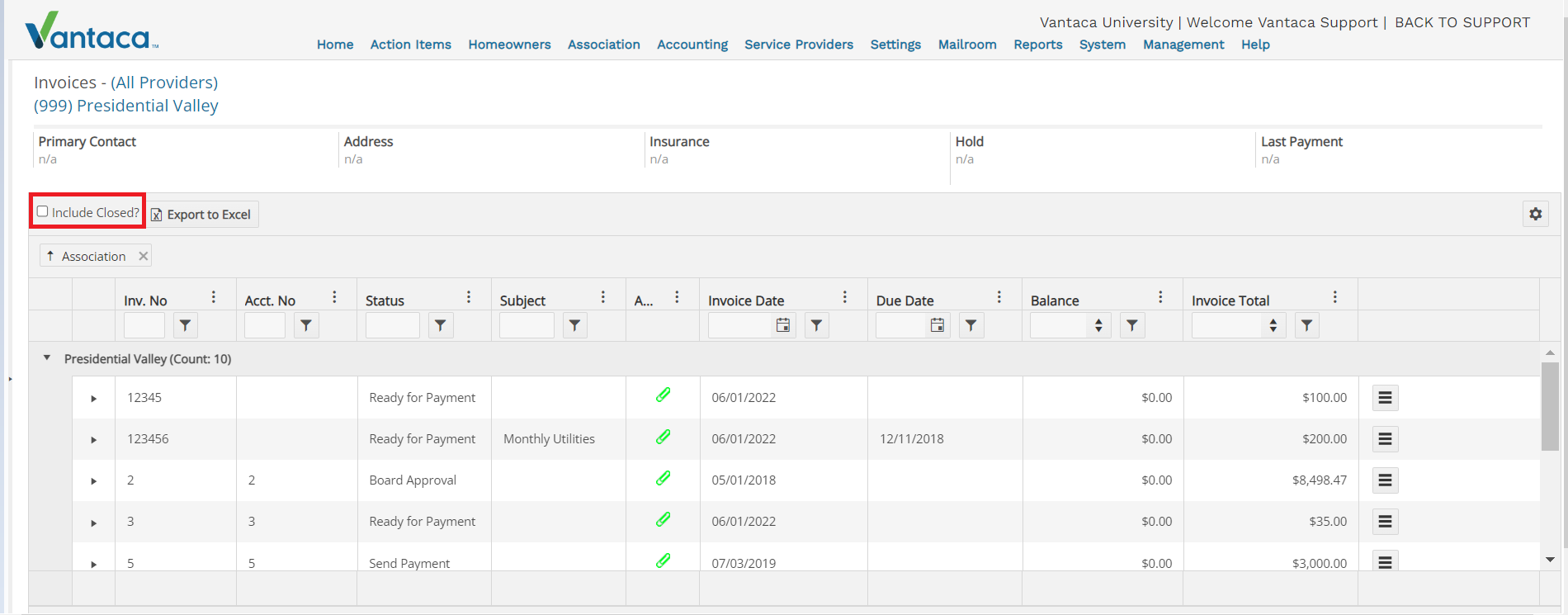 Viewing Invoices - Using the Service Providers Invoices Page – Vantaca Library