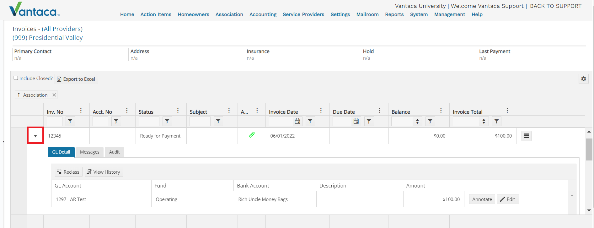 Viewing Invoices - Using the Service Providers Invoices Page – Vantaca Library